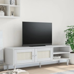 TV skříňka SENJA ratanový vzhled bílá 158 x 40 x 49 cm borovice - Default Title
