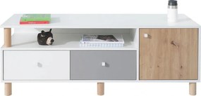 FARO | TV stolek FR8 se zásuvkami | 140 cm | bílá/artisan/šedá