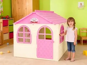 DOLONI Dětský zahradní domeček bílo-růžový (střední) / od 1.5 roku