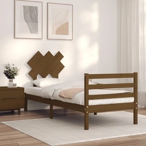 Rám postele s čelem medově hnědý 90 x 200 cm masivní dřevo,  3195274