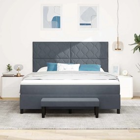 Postel s boxspringem s čelo Tmavě šedá 200 x 180 cm samet 3344595