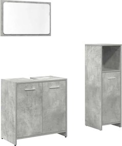 3dílný set koupelnového nábytku betonově šedý kompozitní dřevo 3324851