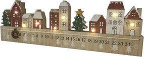 LED adventní kalendář, posuvný den, 38 × 12 × 2,7 cm, dřevěný, barevná, na 2× AAA