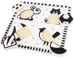 Bigjigs Toys Dřevěné vkládací puzzle černobílé tvary 2