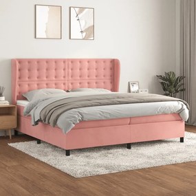Box spring postel s matrací růžová 200x200 cm samet 3129476
