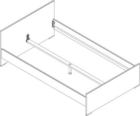 Postel Cariba 120x200 cm, bělený dub/lávová
