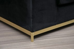 Atelier del Sofa 4-místná pohovka Line With Side Table - Black, Černá, Zlatá