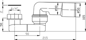 Polysan Pollysan vanový sifon 6/4 x 40/50 mm výška 52 mm plast bílá 71693