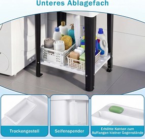 Costway Samostatně stojící dřez čtvercový plastový dřez s 360° otočnou baterií