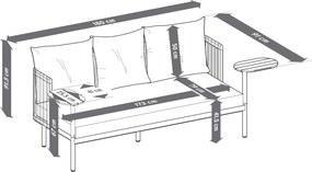Tchibo - Zahradní pohovka se 2 otočnými stolky - barva: šedá