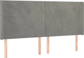 Box spring postel s matrací a LED světle šedá 160x200 cm samet 3139451