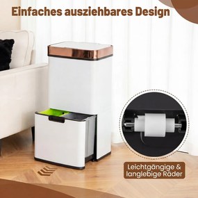 Costway 72 L-odpadkový koš z nerezové oceli s odpadkovým košem 42 x 32–58 x