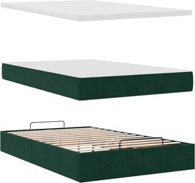 Osmanský rám postele s matrací tmavě zelená 120x200cm samet 3312545