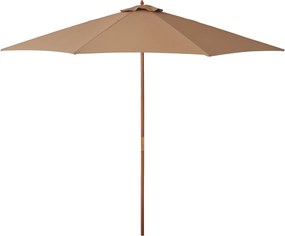 Slunečník Outsunny Ø 300 cm, slunečník s UV ochranou, dřevěný balkonový slunečník, stabilní tržní slunečník pro ochranu na pláži, terase a v zahradě,