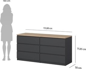 Tmavě šedá komoda 154x76x50 cm Naia – Tvilum