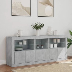 Příborník s LED osvětlením betonově šedý 162 x 37 x 67 cm 3208998