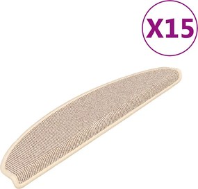Schodové rohože 15 ks 65 x 21 x 4 cm bílé a hnědé, půlkulaté, velké 149860