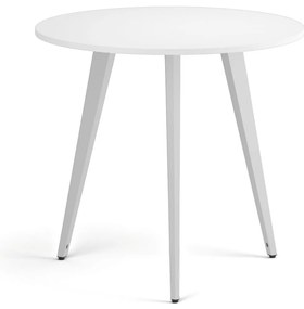 Konferenční stůl PRIMO VIBE, průměr 80 cm, bílá podnož, bílá
