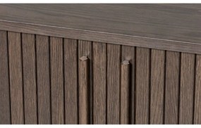 Hnědá komoda v dekoru dubu s posuvnými dveřmi 140x76x45 cm Meta – Unique Furniture