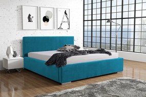 Eka Čalouněná postel Shadow - Kronos 140x200 cm Barva látky: Azurová (13), Úložný prostor: S dřevěným rámem úložného prostoru