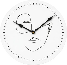 Nástěnné hodiny LINE FACE 29 cm, bílé