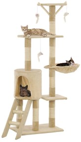 Škrabadlo pro kočky se sisalovými sloupky 138 cm béžové 170580