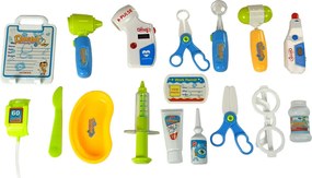 LEAN Toys Lékařská souprava na vozíku – dětský lékařský stolek „Doktor EKG“, 17 dílů