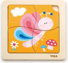 Dřevěné puzzle pro nejmenší Viga 4 ks Motýlek