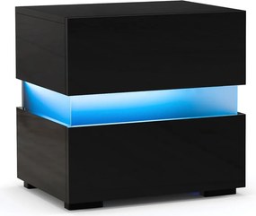 Costway Noční stolek LED se 2 zásuvkami a dálkovým ovládáním a dynamicky /