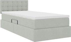 Postel s úložným prostorem s čelo Světle šedá 90 x 190 cm samet 3370845