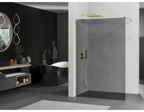Mexen Kioto sprchová zástěna 70x200 cm 8 mm, zlatý profil, šedé sklo, 800-070-101-50-40