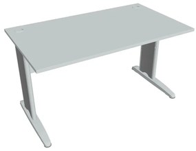 Stůl pracovní rovný 140 cm - Hobis Cross CS 1400 Dekor stolové desky: šedá, Dekor lamino podnože: šedá, Barva nohou: Stříbrná