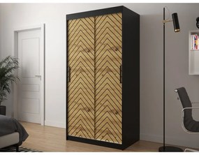 Moderní šatní skříň Ratintu 1 100 cm, Úložný prostor: ne, Barva: černá / dub artisan + černá