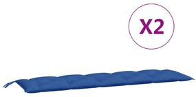 vidaXL Podušky na zahradní lavici 2 ks modré 180x50x7cm látka oxford