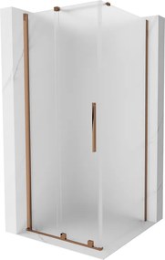 Mexen Velar, sprchový kout s posuvnými dveřmi 100 x 100 cm, 8mm sklo námraza, růžové zlato, 871-100-100-31-55