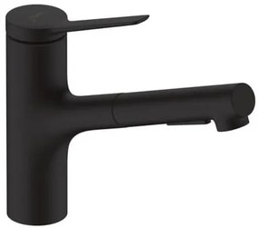 Hansgrohe Zesis dřezová baterie s vytahovací sprškou, 2 proudy černý mat 74803670