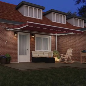 Automatická zatahovací markýza s LED burgundská 450 x 300 cm 3214977
