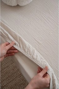 Béžové napínací mušelínové dětské prostěradlo do postýlky 60x120 cm Burumcuk – Mijolnir