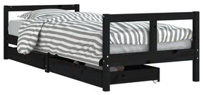 Dětská postel se zásuvkami černá 80x200 cm masivní borové dřevo - Default Title