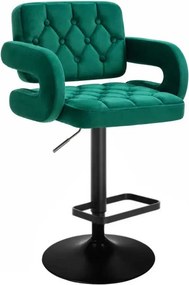 LuxuryForm DESIGN Barová židle ADRIA VELUR na černé kulaté podstavě - zelená