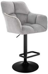 LuxuryForm DESIGN Barová židle AMALFI VELUR na černé kulaté podstavě - světle šedá