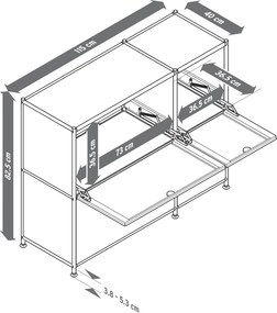 Tchibo - Kovová odkládací skříňka »Cn3« se 4 výklopnými dvířky