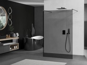 Mexen Kioto, sprchová zástěna Walk-In 100 x 200 cm, 8mm šedé sklo, grafitový profil, 800-100-002-66-40