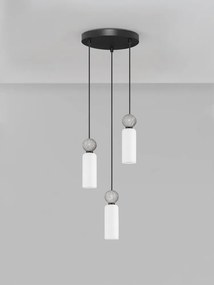 Matně černé kamenné závěsné svítidlo se skleněným stínidlem ø 25 cm Filomena – Nova Luce