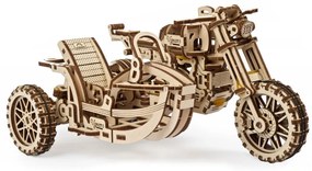 Ugears 3D dřevěné mechanické puzzle UGR-10 Motorka (scrambler) s vozíkem