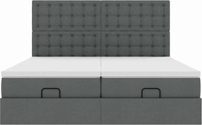 Osmanský rám postele s matrací tmavě šedá 160x200cm textil 3313728