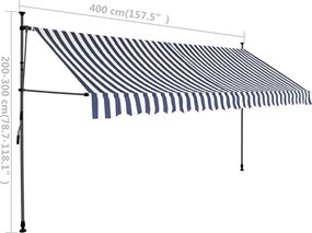 vidaXL Ručně zatahovací markýza s LED světlem 400 cm [145847] Barva: Žluto-bílá