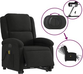 Elektrické zvedací masážní polohovací křeslo černé textil 3204202