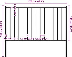 Plotový panel Woerden se sloupky ocelový 1,7x1 m černý 145210