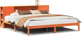 Postel s knihovnou bez matrace 200 x 200 cm masivní borovice 3321558